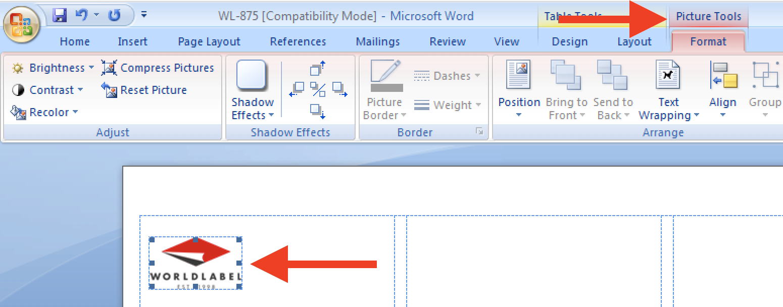 Microsoft Word Label Sizes